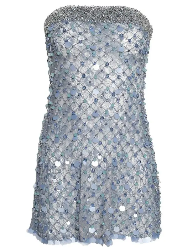 ROBERTA EINER Fishnet Mini Bandeau Dress - Blue