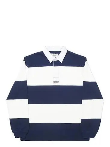 PALACE Striped Rugby - Navy Blue/white