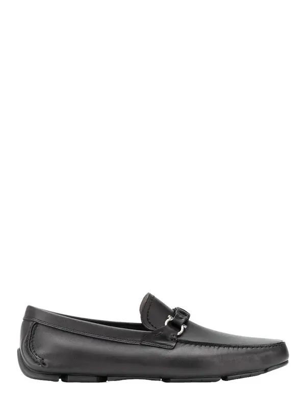 FERRAGAMO Gancini Leather Loafers - Black