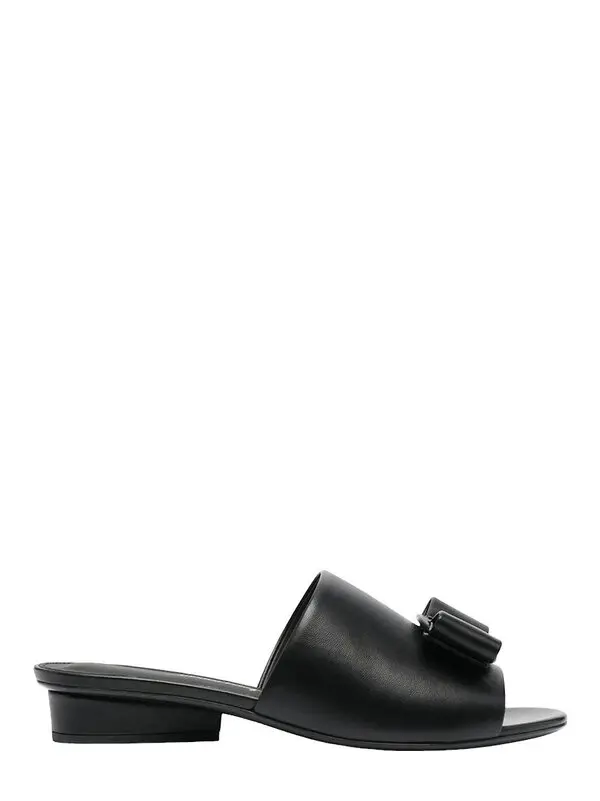 FERRAGAMO Double Bow Mule Sandals - Black