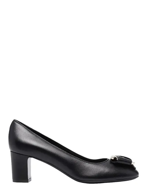 FERRAGAMO Gancini Bow Leather Pumps - Black