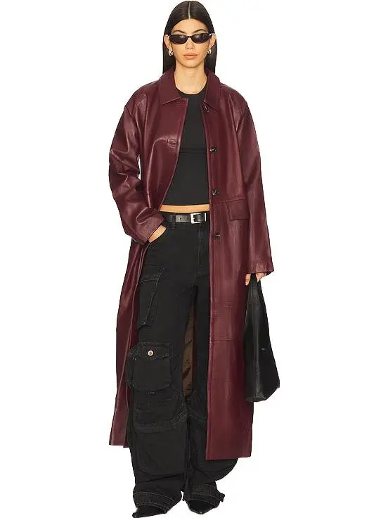 ZUT Palermo Leather Coat - Burgundy