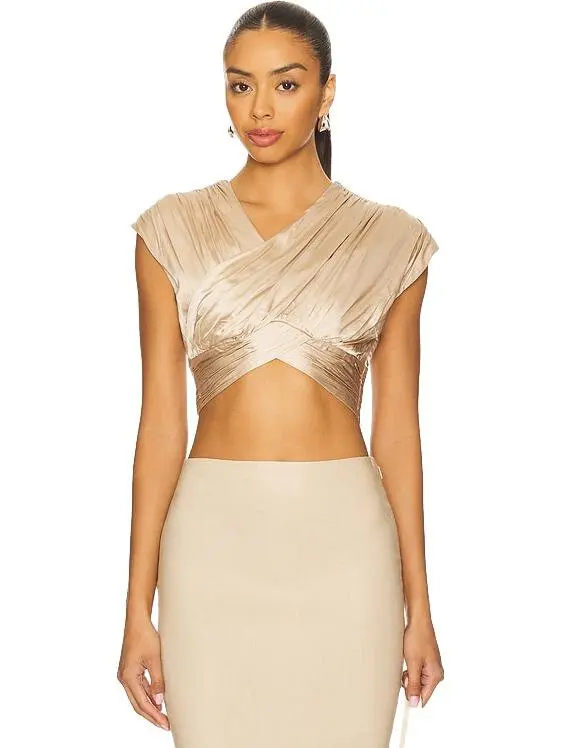 CAMILA COELHO Delanie Cropped Top - Beige
