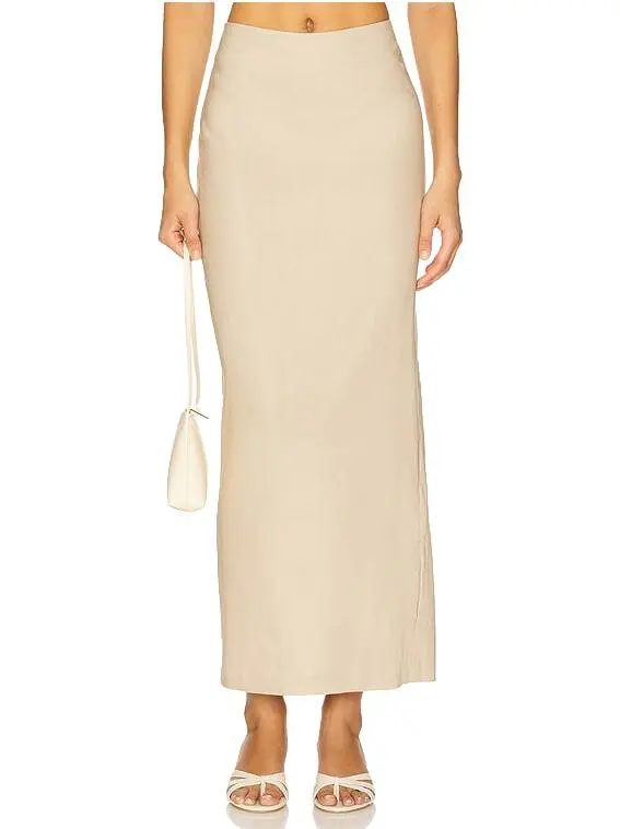 CAMILA COELHO Delanie Midi Skirt - Beige