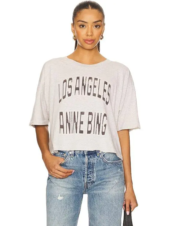 ANINE BING Johnny Cropped Tee - Grey