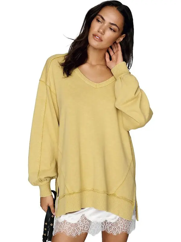 PILCRO Hudson Cotton Popover Top - Citron