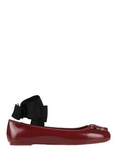Pinko Burgundy Leather Ballet Flats - Red