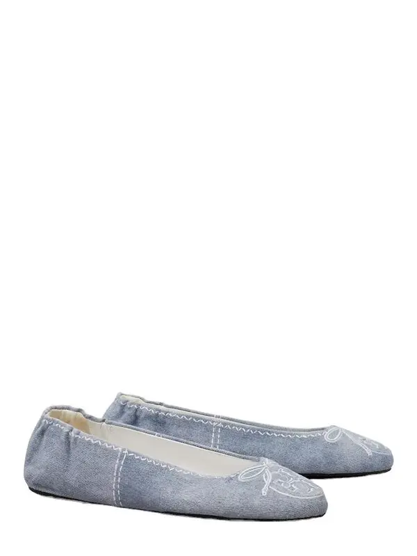 Tory Burch Reva Travel Ballet Flats - Blue Cloud
