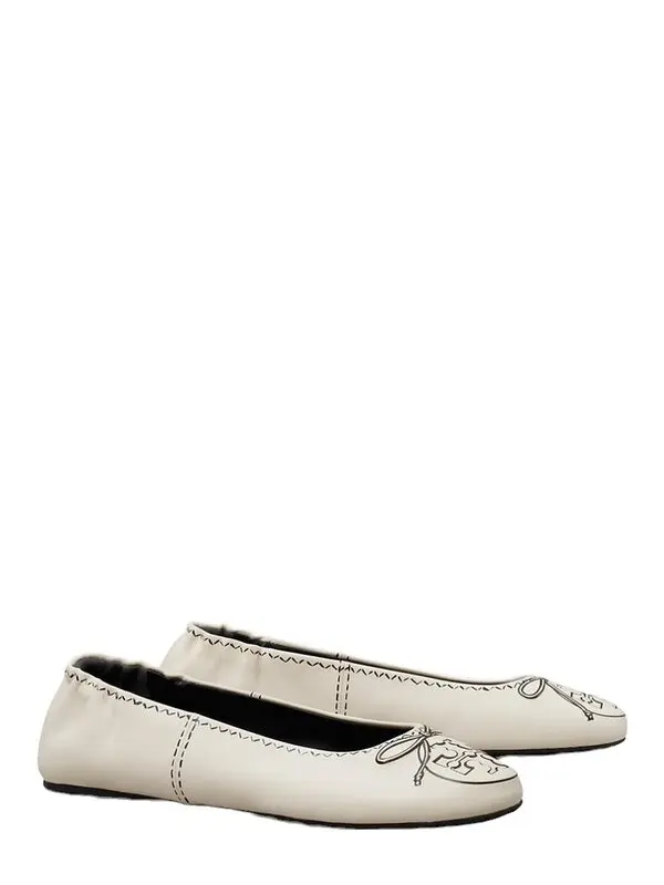 Tory Burch Reva Travel Ballet Flats - New Cream