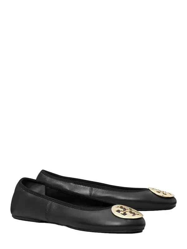 Tory Burch Reva Travel Ballet Flats - Perfect Black/gold