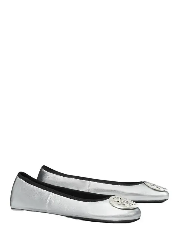 Tory Burch Reva Travel Ballet Flats - Silver/silver