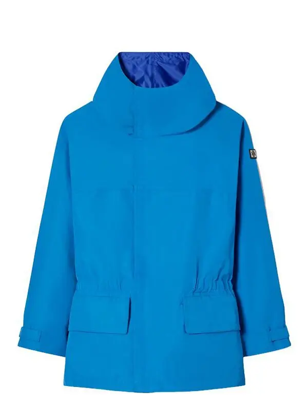 Tory Burch Tech Canvas Hooded Jacket - Bay Blue