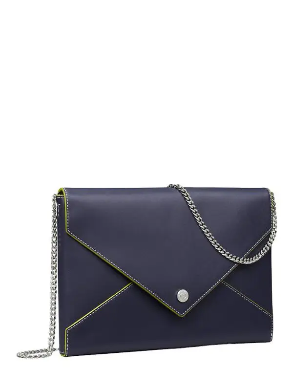 Tory Burch Smooth Leather Envelope Chain Pouch - Midnight