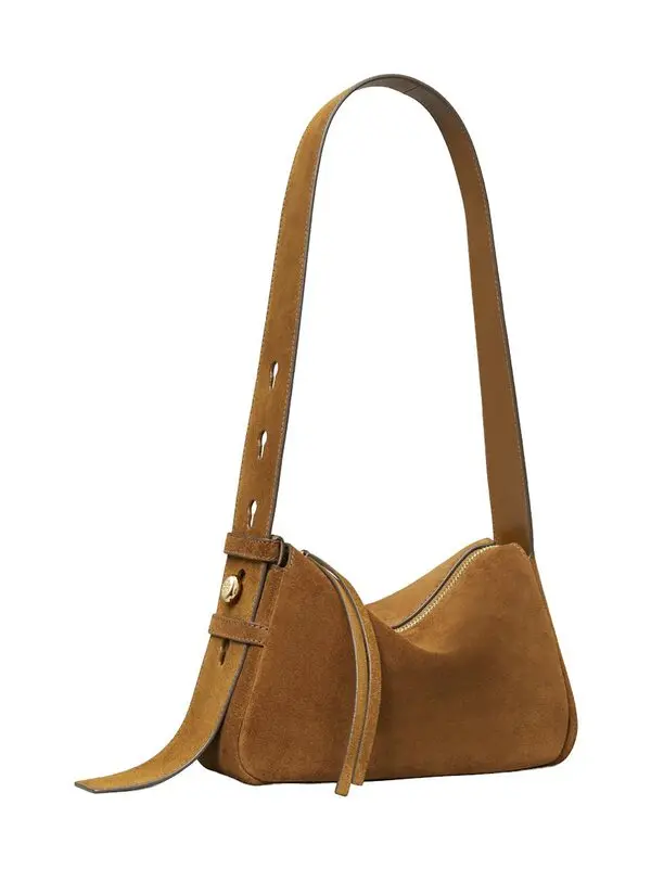 Tory Burch Small Romy Suede Shoulder Bag - Caramel