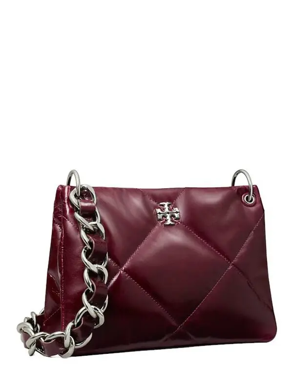 Tory Burch Small Kira Diamond Quilt Distressed Shoulder Bag - Dark Carmine