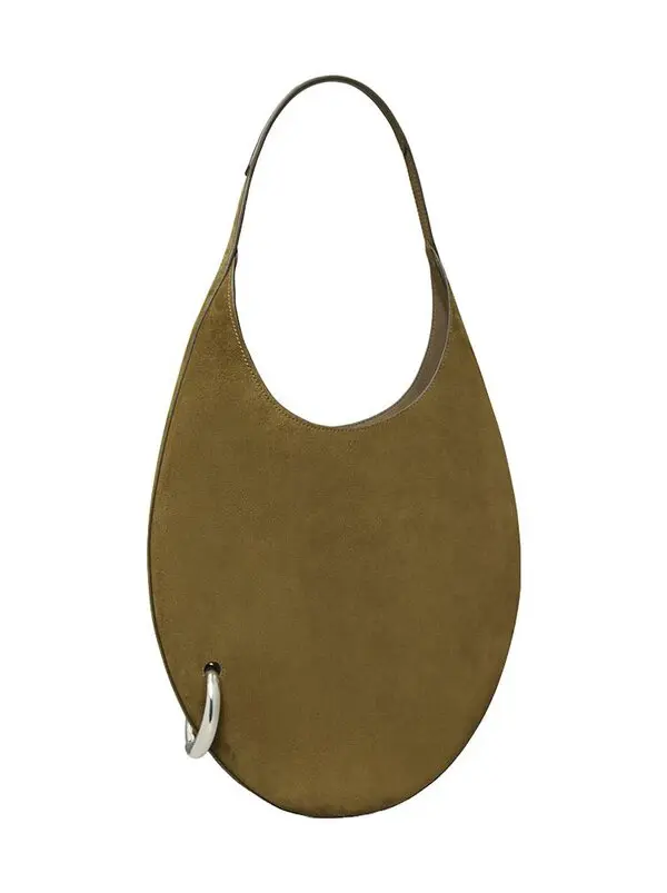 Tory Burch Pierced Suede Shoulder Bag - Deep Olive