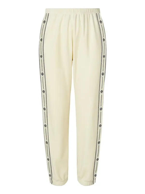 Tory Burch T Logo Velour Jogger - New Ivory