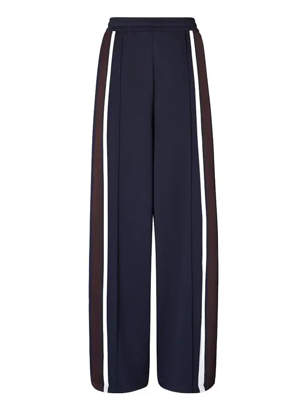 Tory Burch Wide-leg Jersey Track Pant - Medium Navy