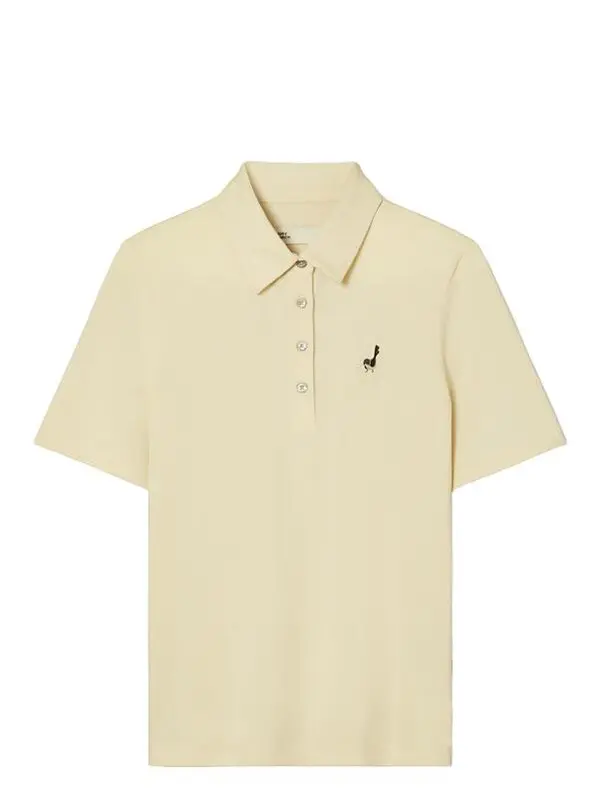 Tory Burch Birdie-embroidered Cotton Polo - Sesame