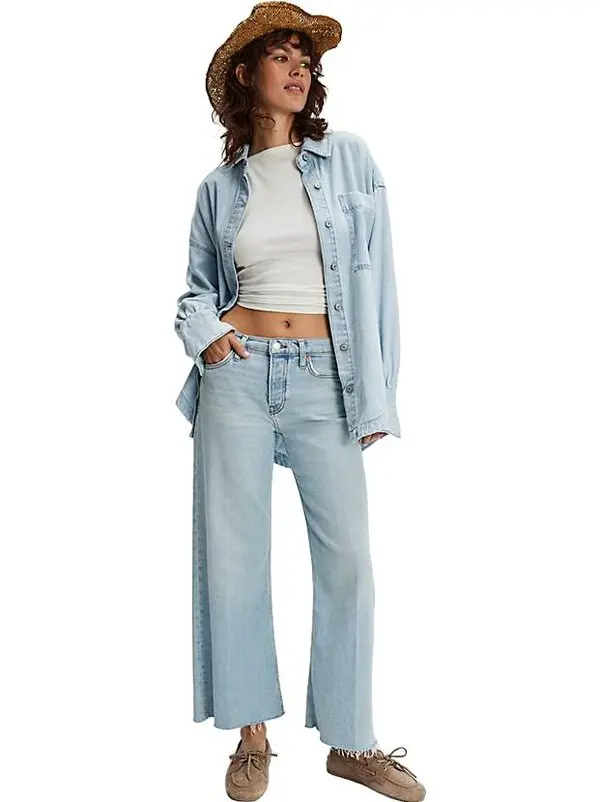 RE/DONE Mid-rise Wide-leg Crop Jeans - Ola Indigo