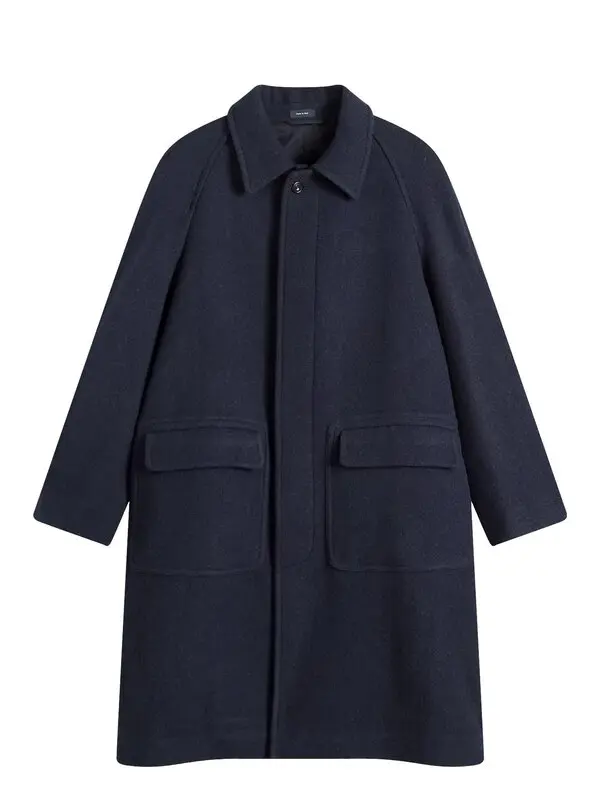 【LOW CLASSIC】 WOOL RAGLAN SLEEVE COAT /追跡付 Custom Made 'Sloane Raglan Topcoat' Midnight blue Wool