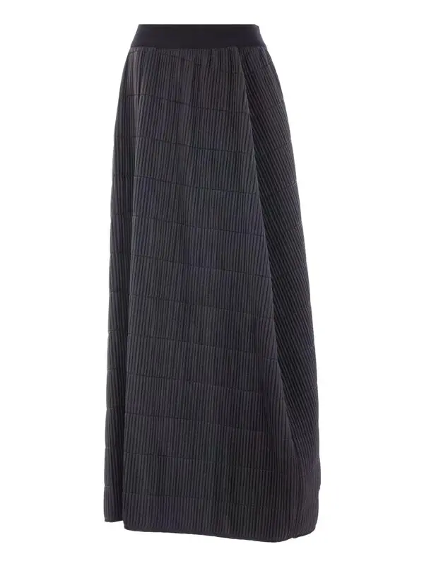 MARIA CALDERARA Quilted Pleated Long Skirt - Black