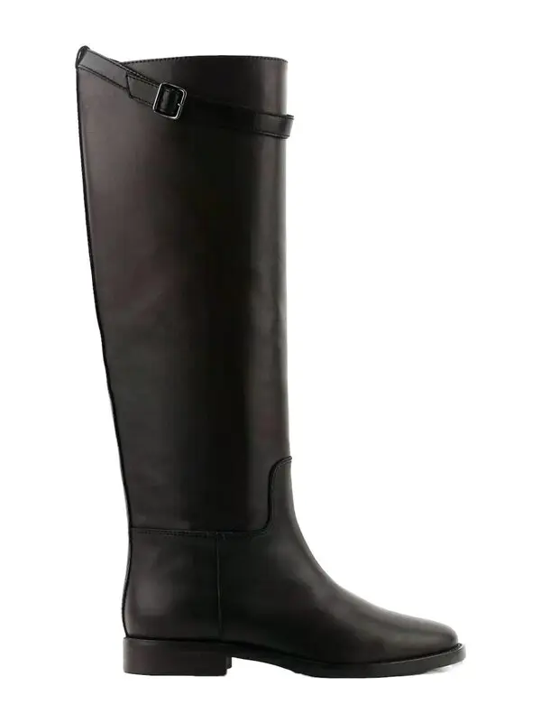 PAUL WARMER Buckle-strap Leather Knee High Boots - Brown