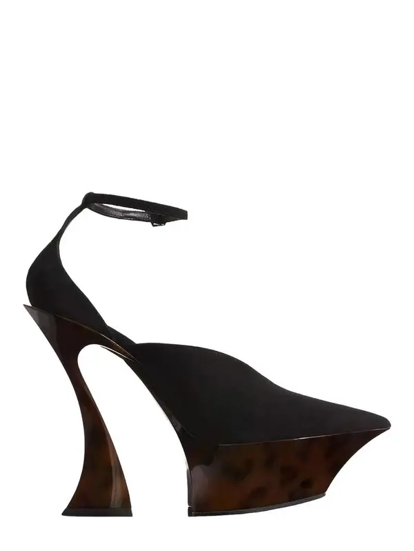 MUGLER 95mm Sculpted-heel Mules With Ankle Strap - Brown