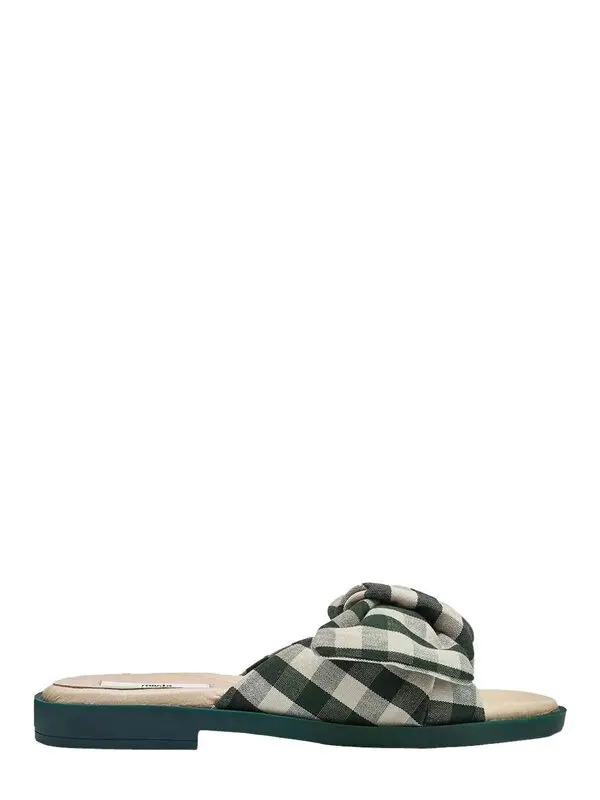 MIISTA Gingham Bow Sandals - Green