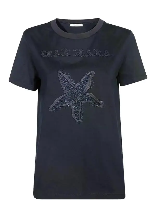 Max Mara Starfish-embellished Cotton T-shirt - Blue