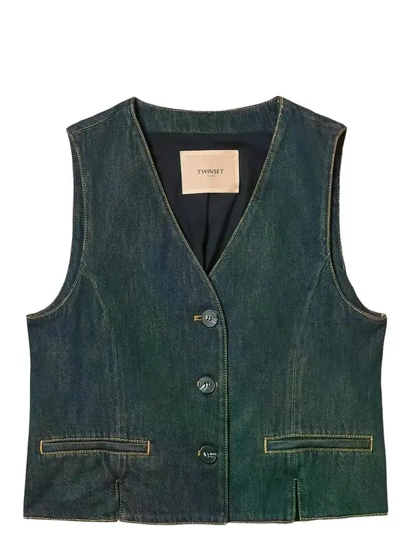TWINSET Denim Gilet - Blue