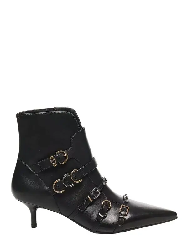 Pinko Buckle-detail Pointed-toe Boots - Black