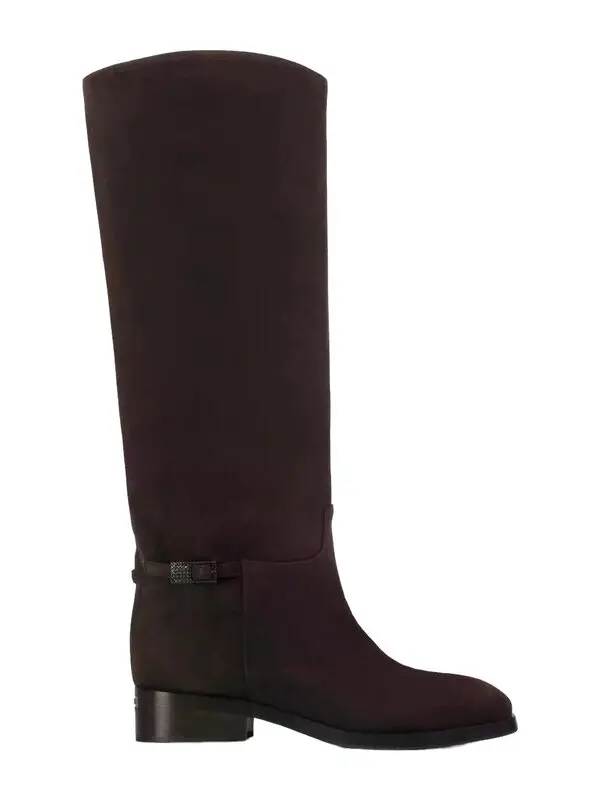 LE SILLA Charlotte Suede Buckle-detail Boots - Brown