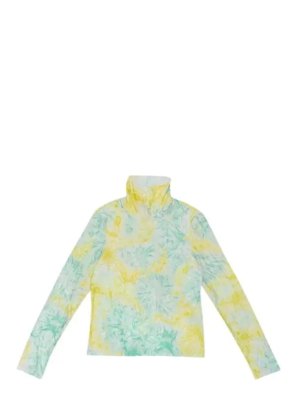 Callipygian Tie-dye Turtleneck Top - Yellow