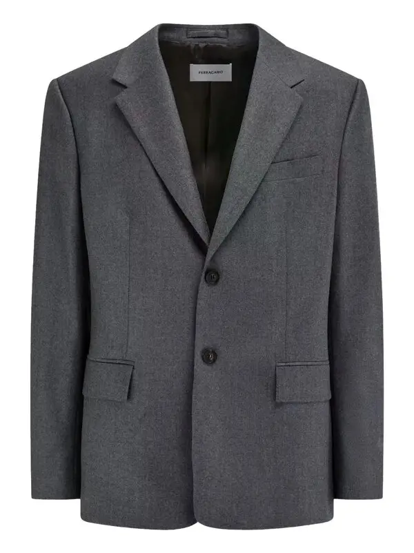 FERRAGAMO Two-button Single-breasted Blazer - Grey