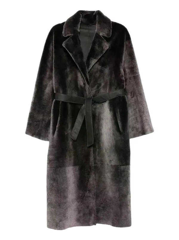 MANZONI 24 Sheepskin Belted Coat - Grey