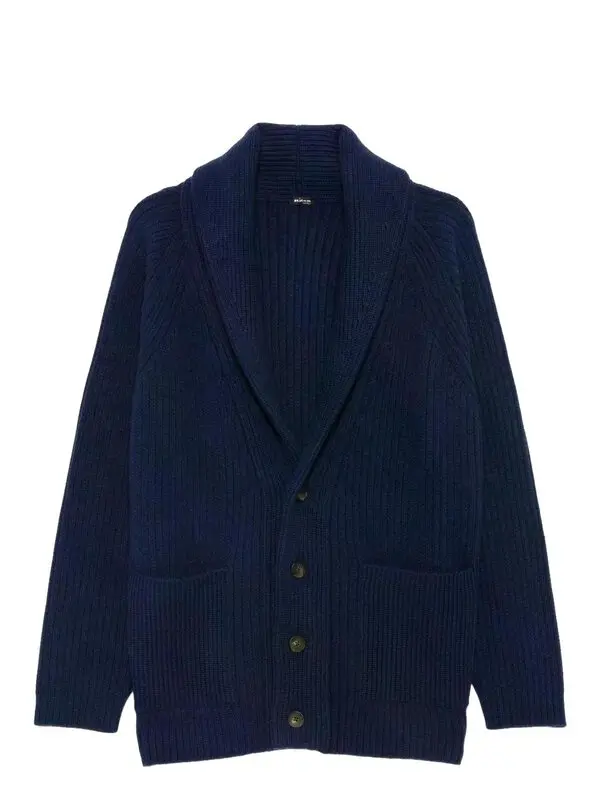 Kiton Shawl-collar Ribbed Cardigan - Blue