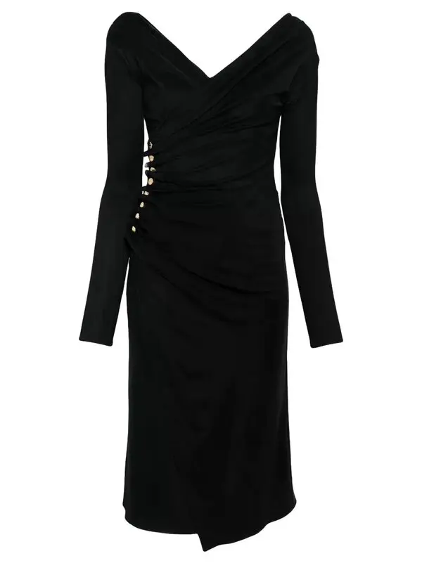 Elisabetta Franchi Side-button Draped Dress - Black