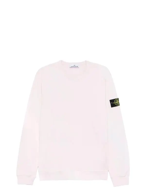 Stone Island Crew-neck Sweatshirt With Logo Patch - Pink