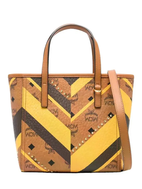 Mcm Chevron-pattern Tote - Brown