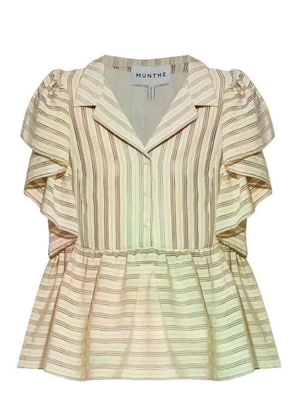 Munthe Ludive Striped Ruffled Blouse - Neutrals