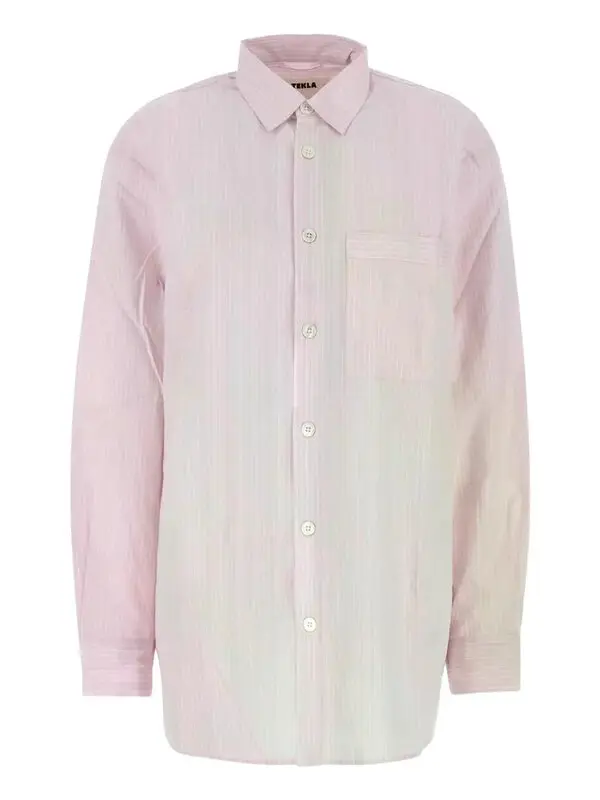 TEKLA Striped Poplin Shirt - Pink