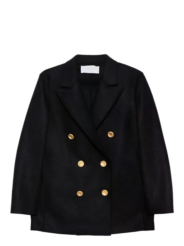 Harris Wharf London Gold-button Double-breasted Coat - Blue