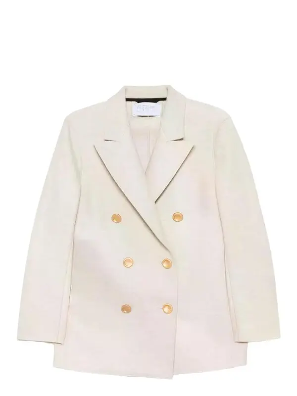 Harris Wharf London Double-breasted Coat With Gold Button Detail - Neutrals