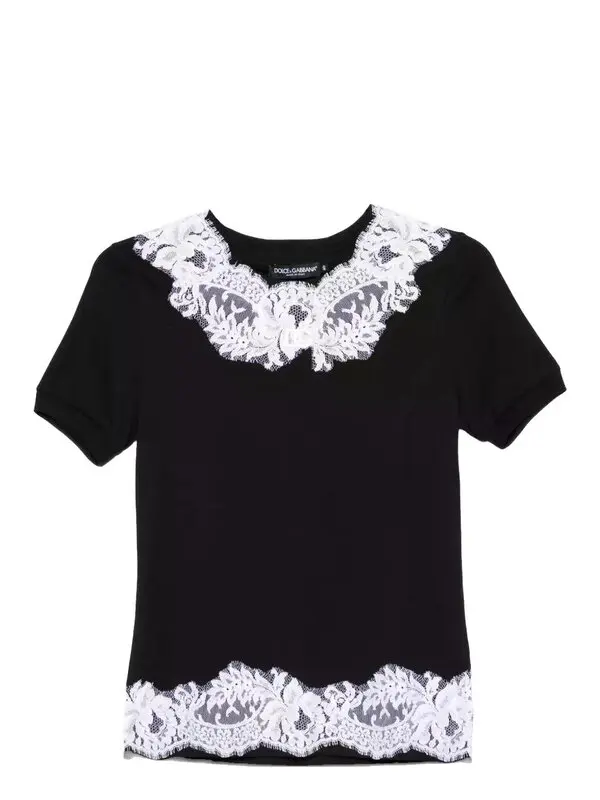 Dolce & Gabbana Dna Lace-trimmed T-shirt - Black