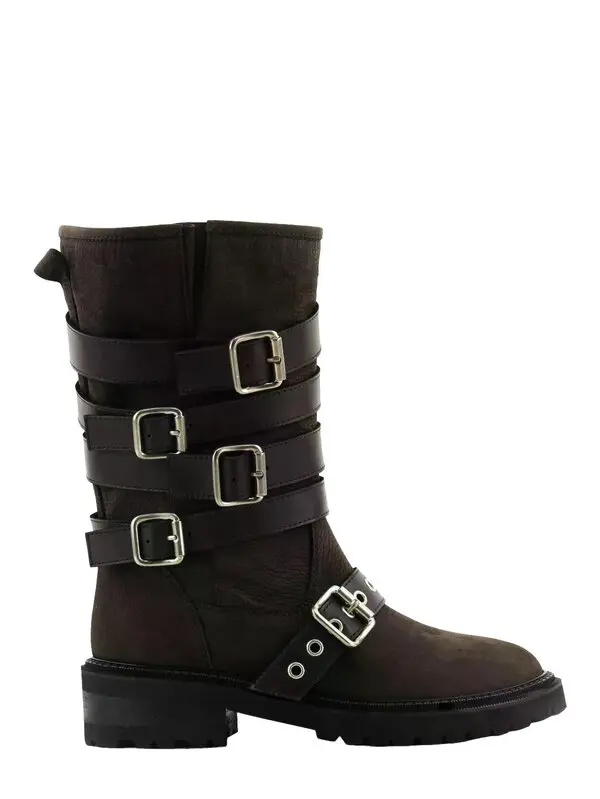 PAUL WARMER Buckle-strap Biker Boots - Brown