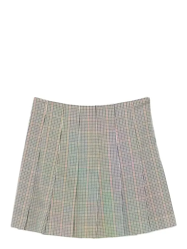 MSGM Pleated Checked Mini Skirt - White