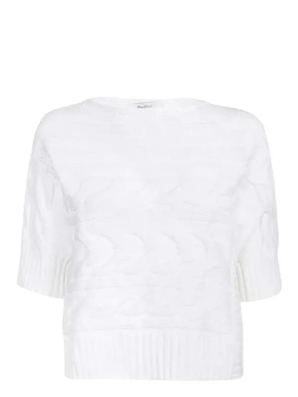 Max Mara Cable-knit Short-sleeve Sweater - White