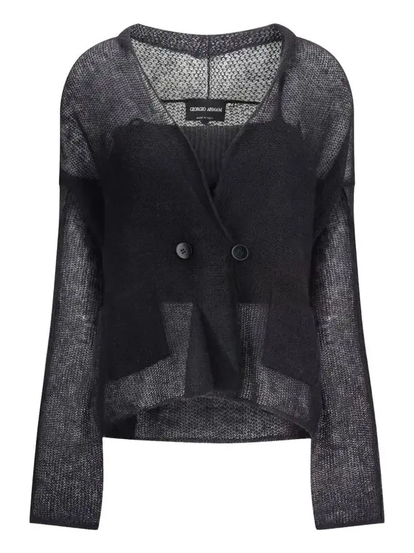 Giorgio Armani Double-breasted Knitted Cardigan - Black
