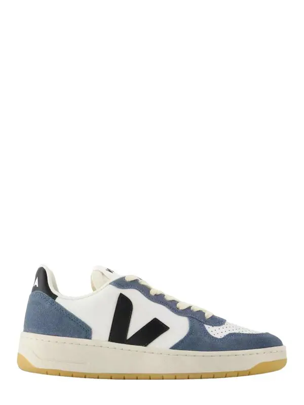 VEJA V-10 Logo-detail Leather Sneakers - White